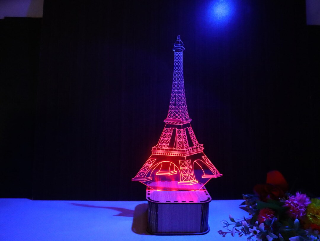 Eiffel Tower Acrylic SVG Transparent Laser Cutting File for LED Lamp - Etsy