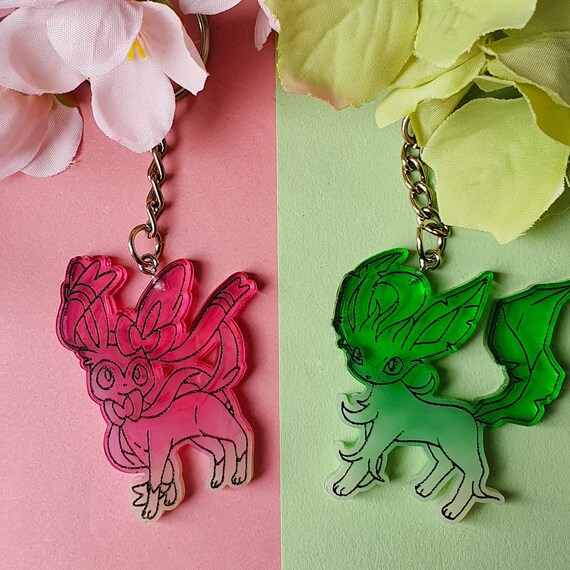 Leafeon and Sylveon Keychain Pokemon Eeveelution Inspired | Etsy