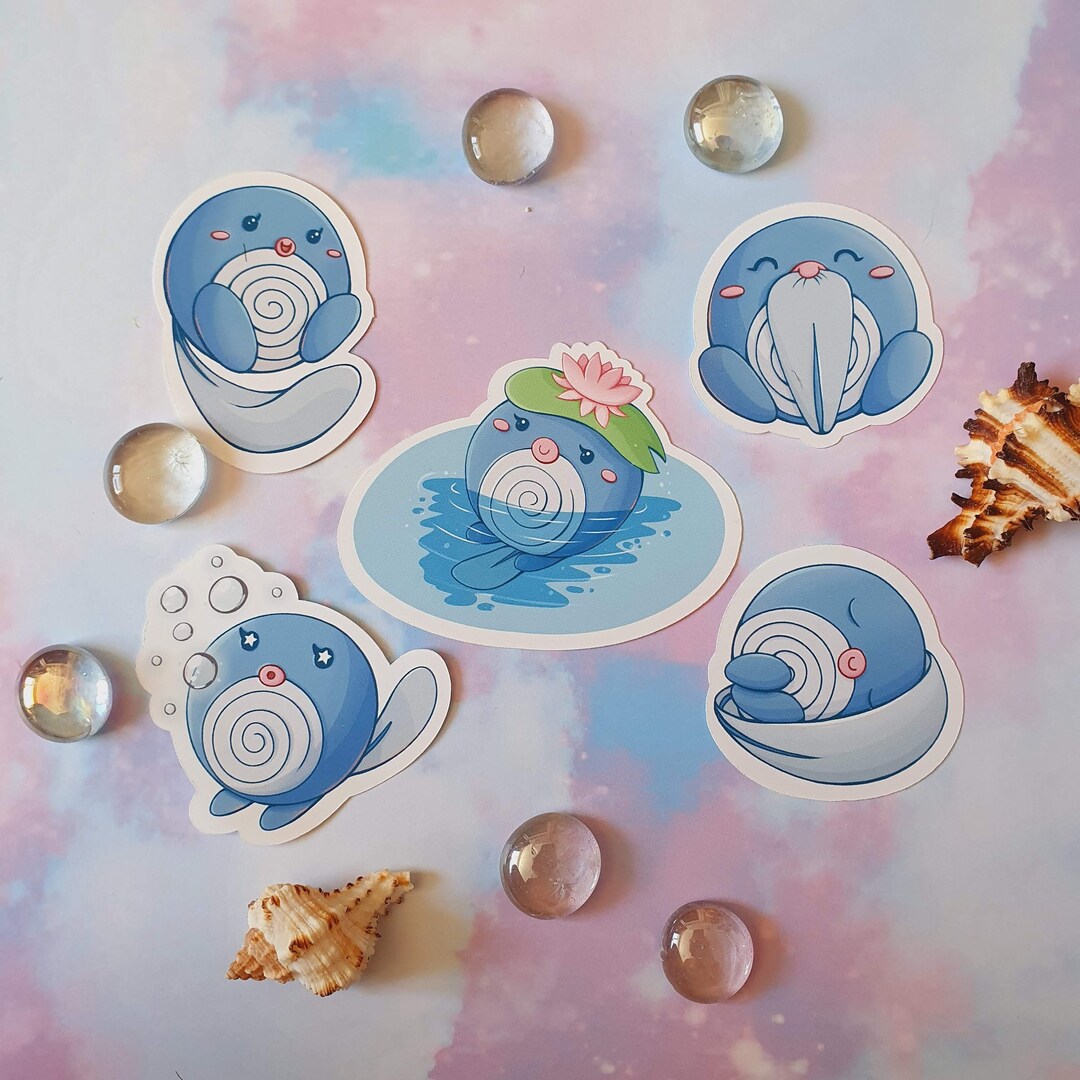 Poliwag Stickers - Pokemon Inspired Waterproof Tadpole Vinyl Stickers ...