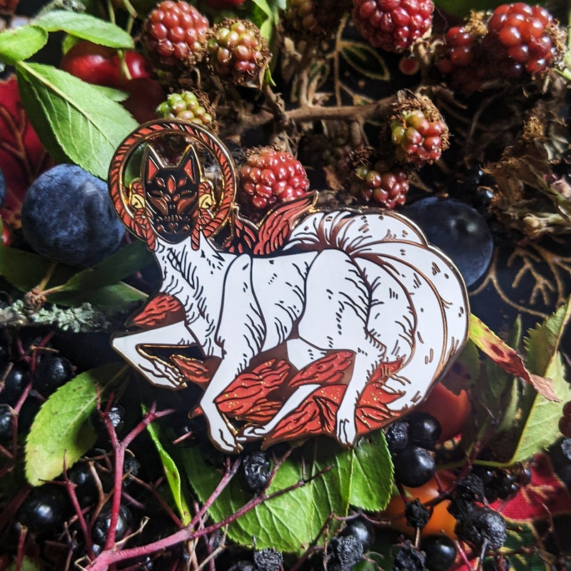 Hard Enamel Kitsune Pins - Etsy