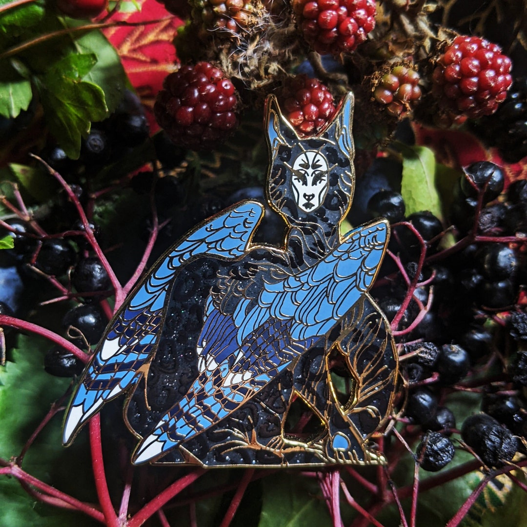 Sphinx Hard Enamel Pin Badge, Blue Jay X Panther, Mythology Pin - Etsy