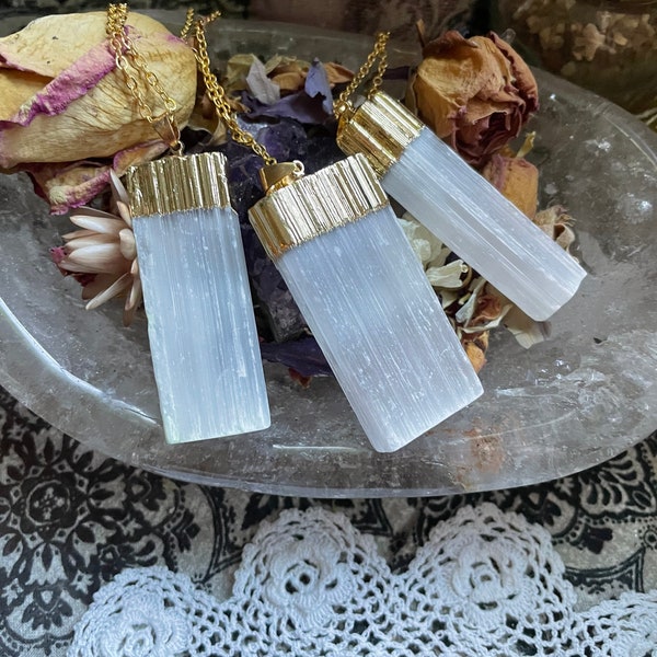Selenite Necklace - Etsy
