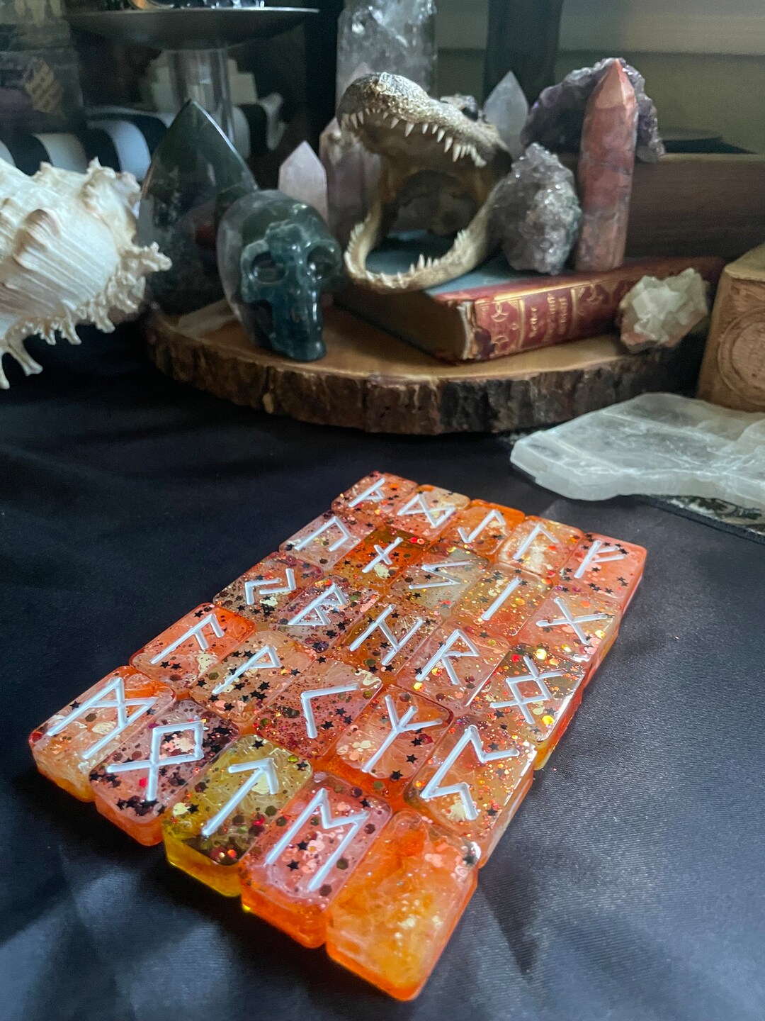 Orange and Yellow Alcohol Ink Nordic Rune Set. Free Link to Rune Guide ...