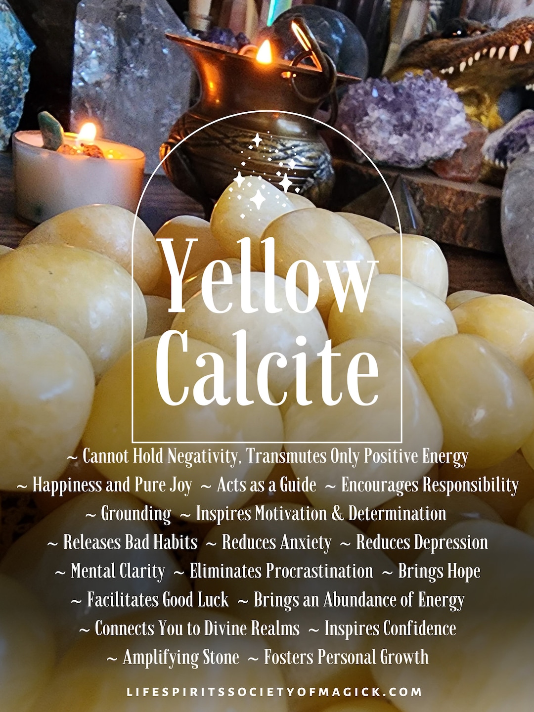 Yellow Honey Calcite Polished Tumbled Stone. Free Spell. Associated ...