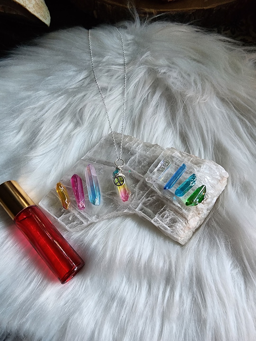 Aura Quartz Crystal Kit: Wands, Necklace & Spell Oil - Manifestation ...