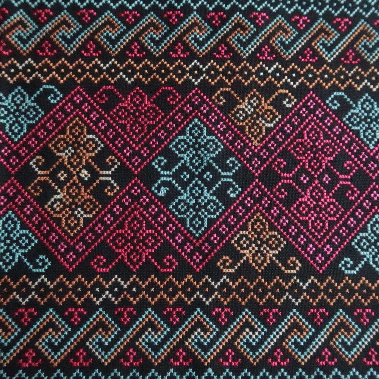 Hmong Finished Cross-stitch Fabric,hill Tribe Textile,boho Craft Supply ...