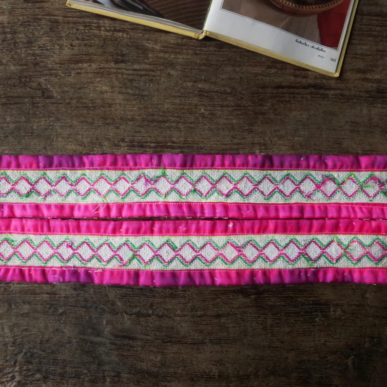 Hmong Applique Straps , Thai Hill Tribe Colorful Hand Embroidery ...