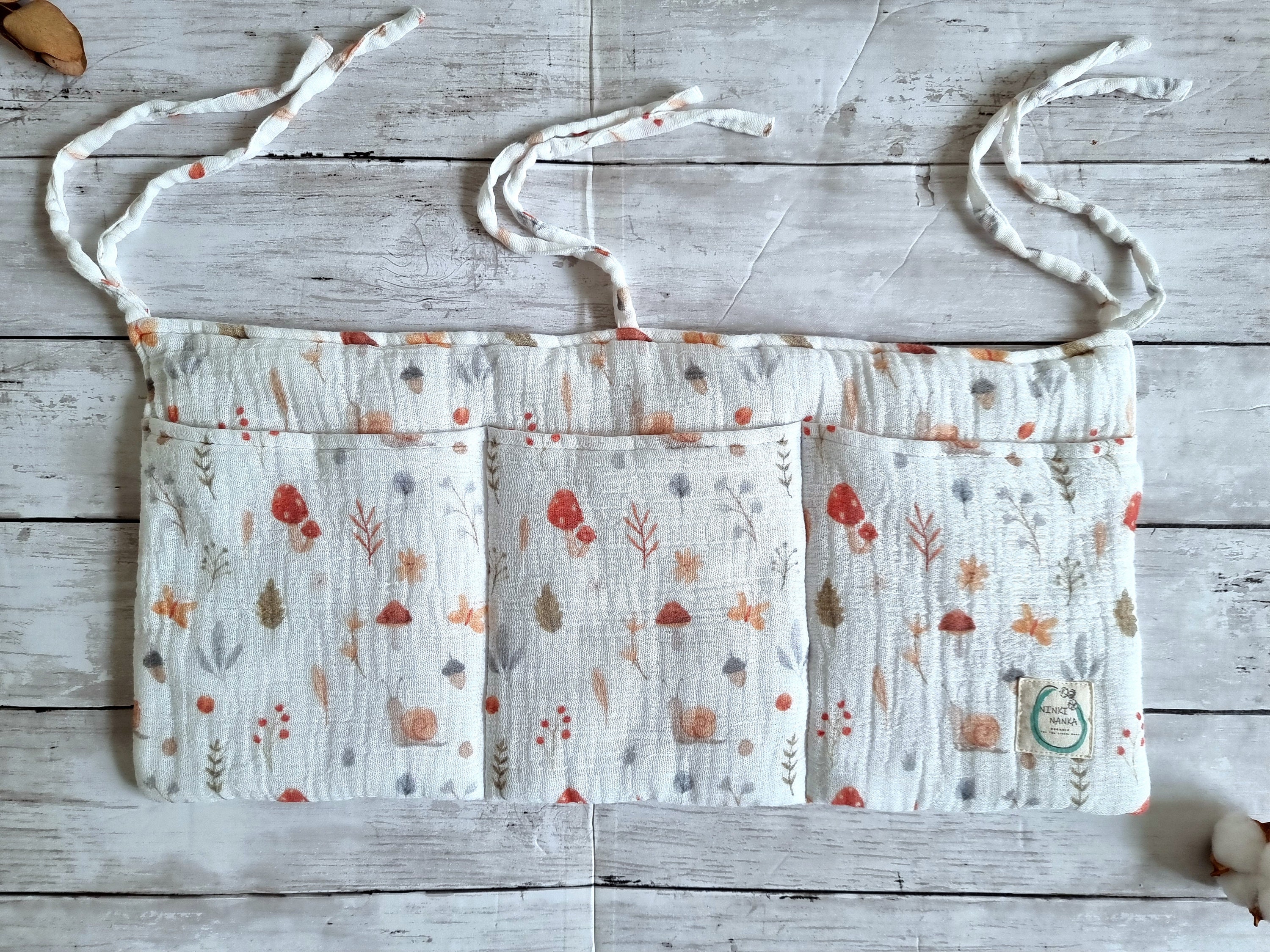 Cot Bed Organiser Hanging Pocket Storage, Woodland Nursery Nappy Caddy ...