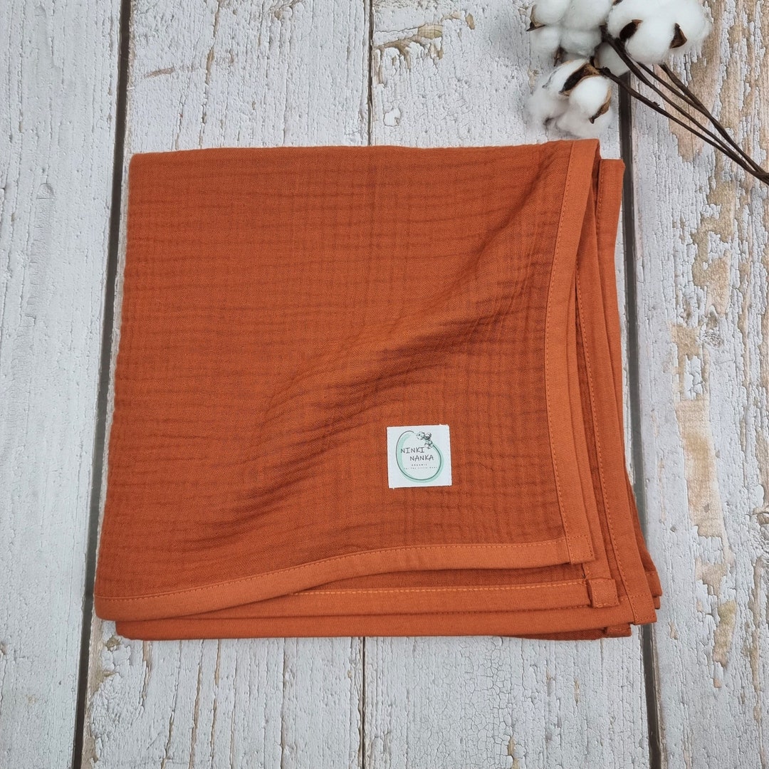 Muslin Newborn Baby Blanket, Muslin Quilt Blanket for Babies, Rust Baby ...