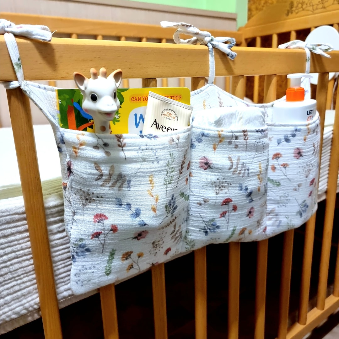 Cot Bed Organiser, Nappy Caddy, Nursery Nappy Toy Storage, Crib ...