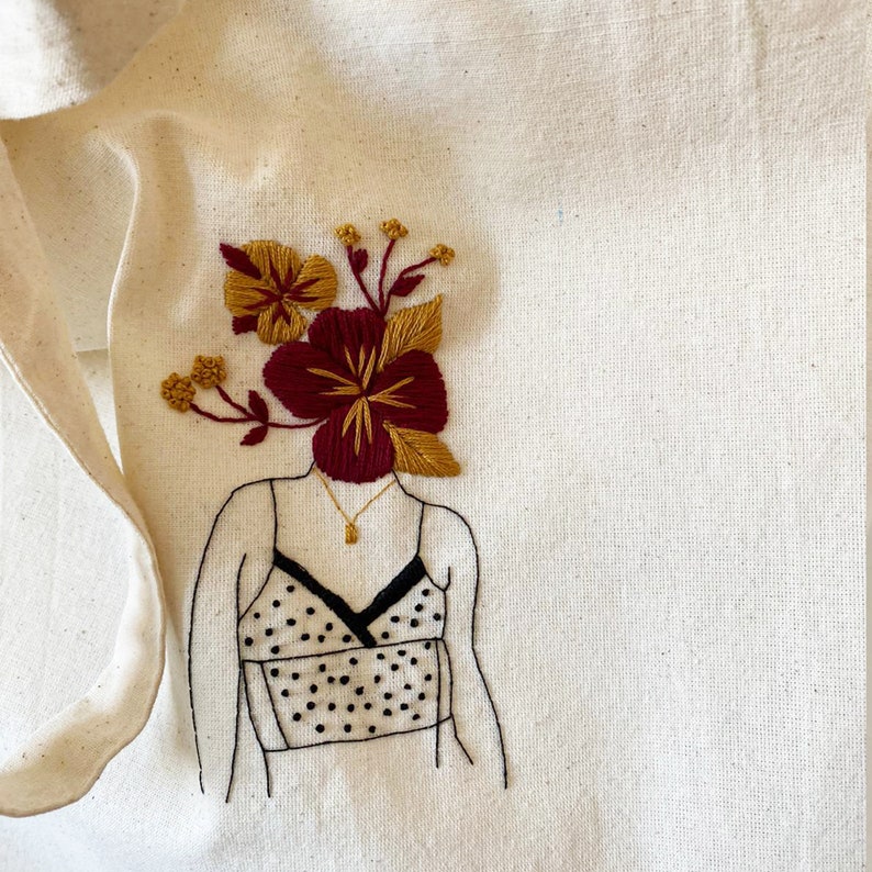 Embroidered Lady Tote Bag / Feminist Hoop Art / Embroidery Kit - Etsy