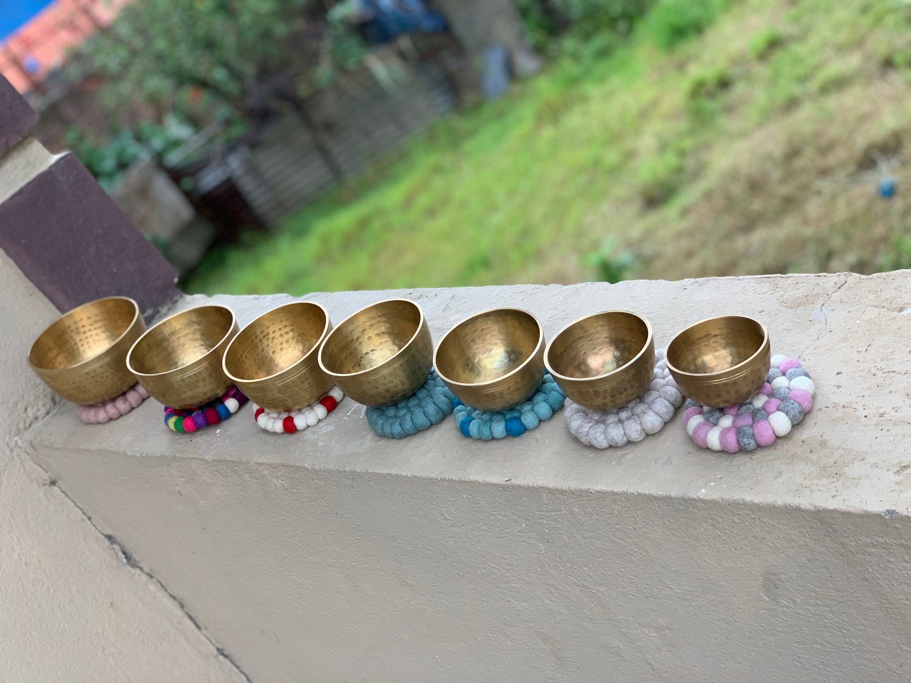 Singing Bowl Set Brass Hand Beaten Set of 7 for Meditation and - Etsy