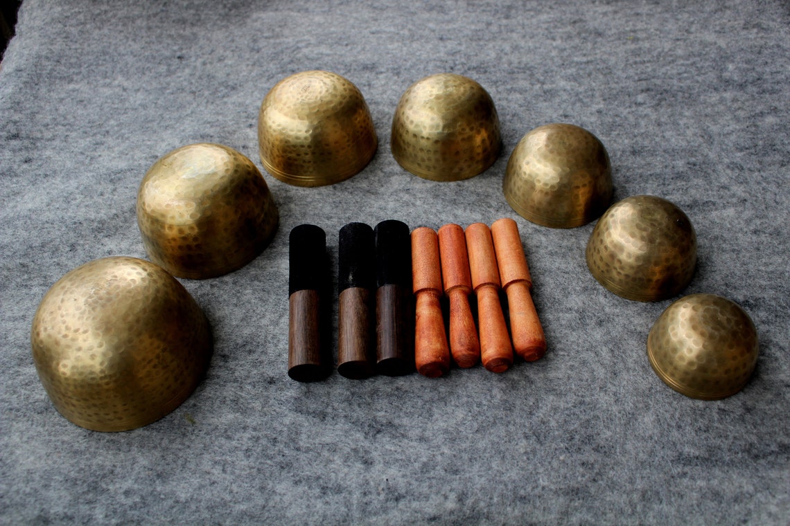 Singing Bowl Set Brass Hand Beaten Set of 7 for Meditation and - Etsy