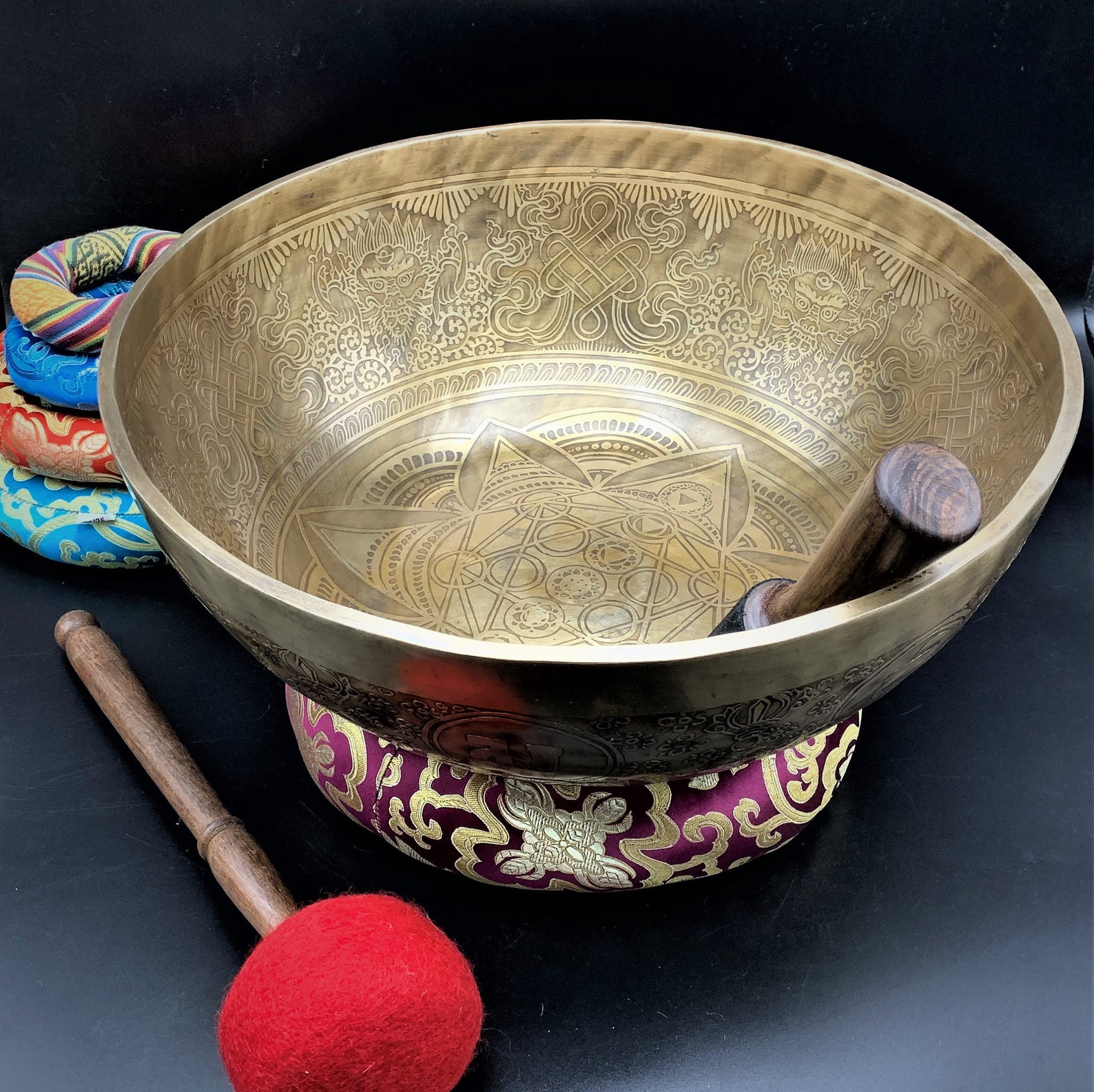 Stunning and Unique 15 inch Large singing bowl Tibetan | Etsy