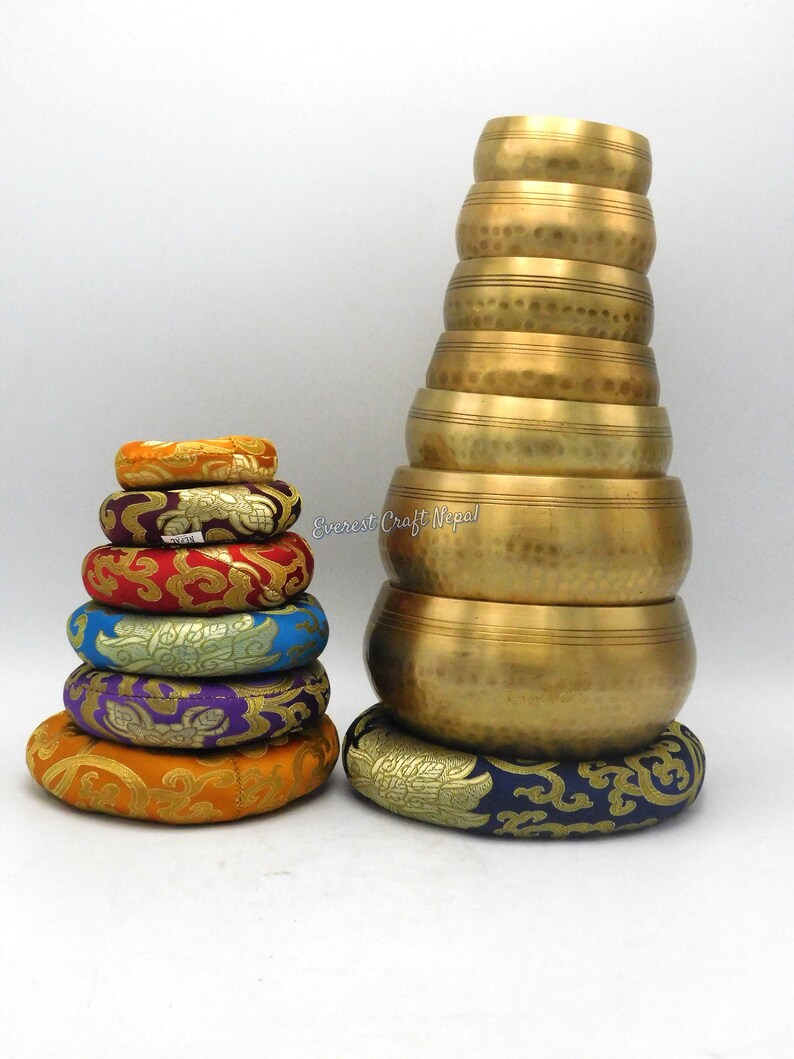 7 Set of Handbeaten Tibetan Singing Bowl Set for Meditation - Etsy