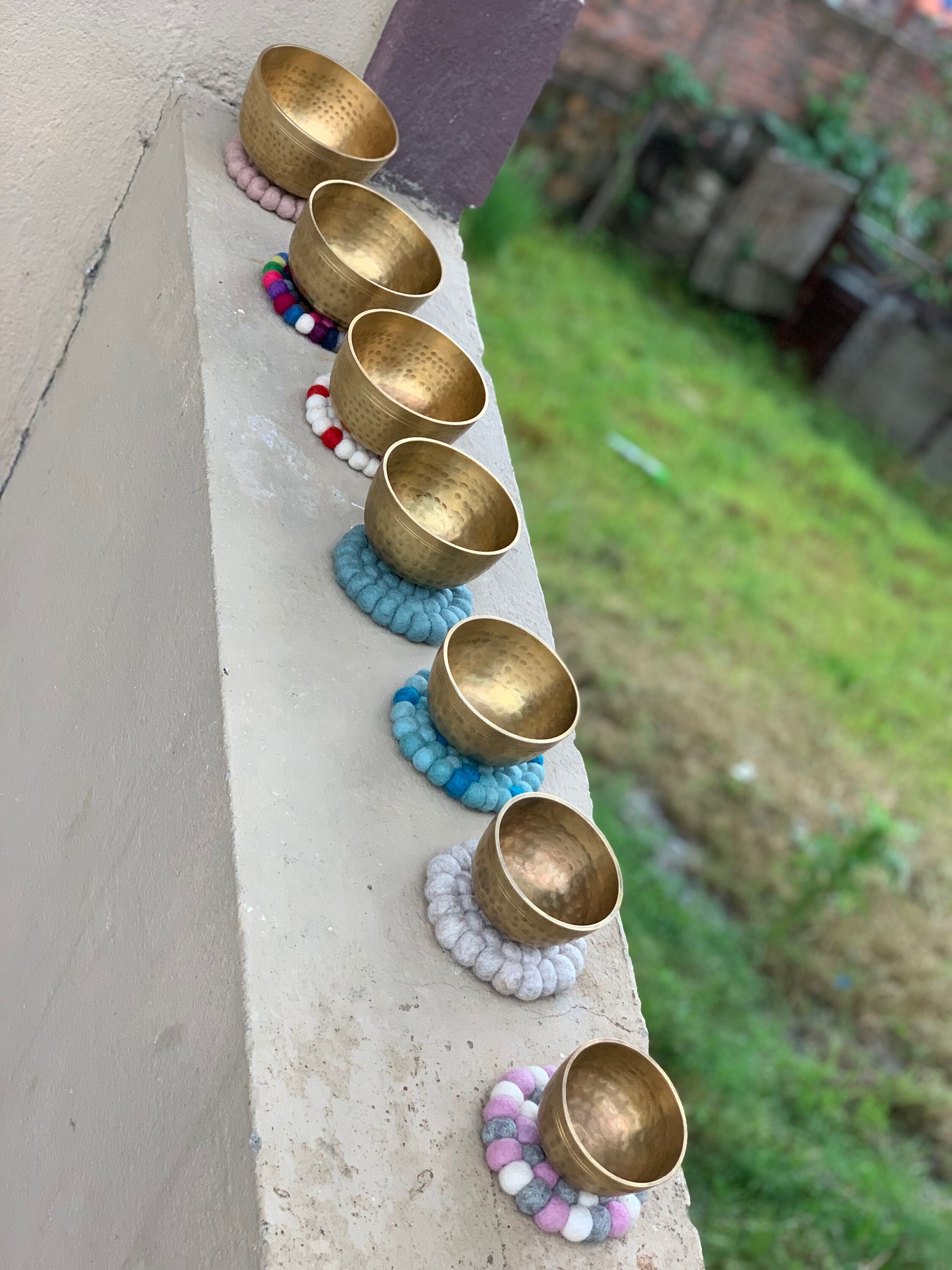 Singing Bowl Set Brass Hand Beaten Set of 7 for Meditation and - Etsy
