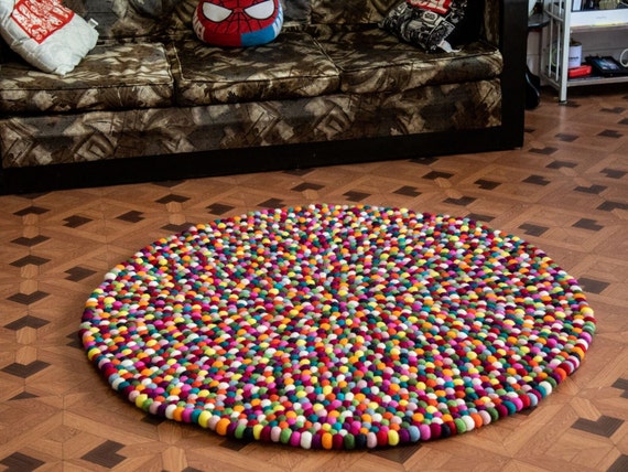 Felt Ball Rugs 40 Cm 300 Cm Bright Multicolored Rug 100 % - Etsy