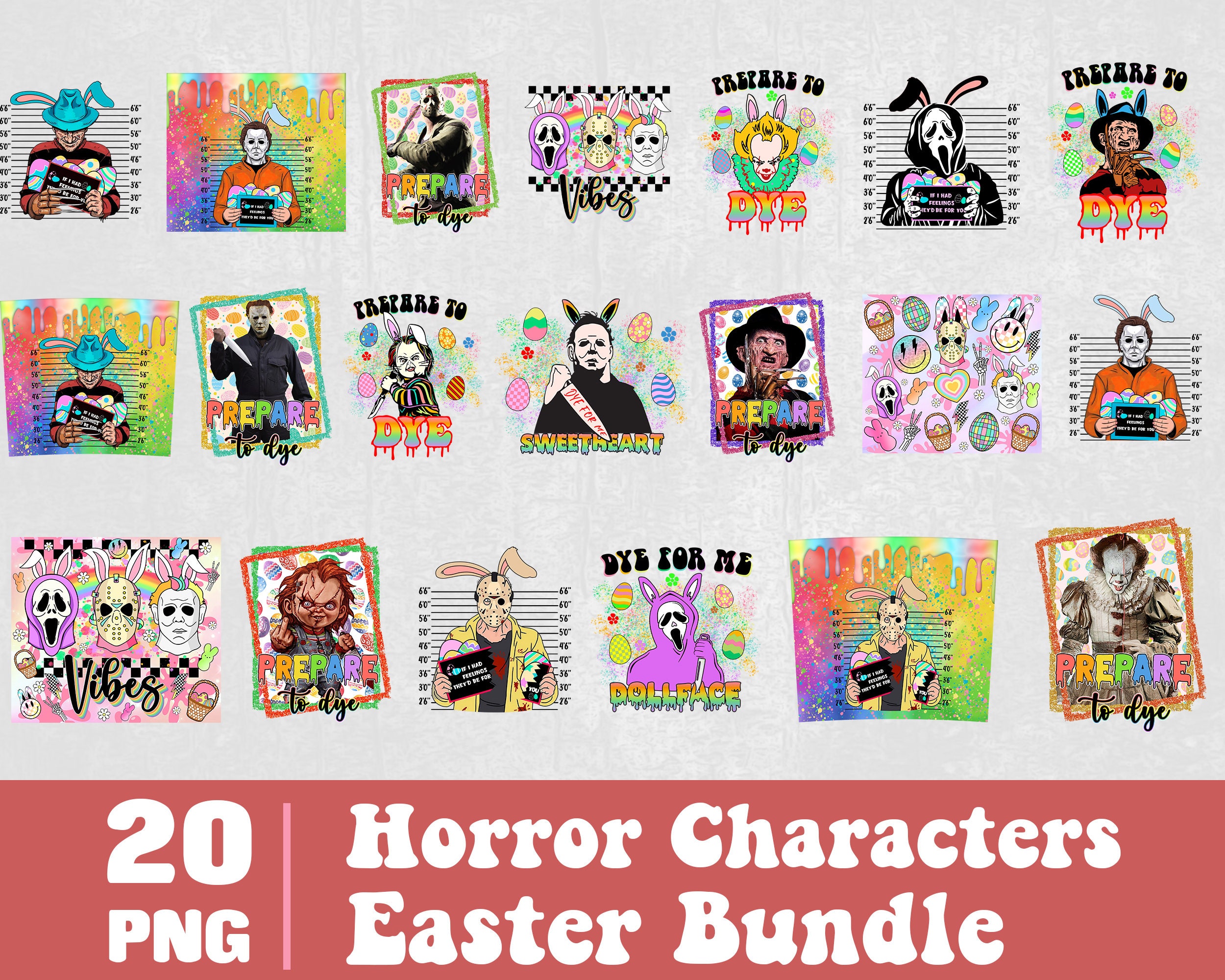 20 Horror Easter Png Bundle ,easter Killer Mugshot Png Bundle, Happy ...