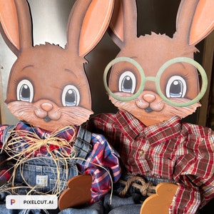 Spring Bunny Decor, Wood Rabbit Decor, Porch Decor Bench, Outdoor ...