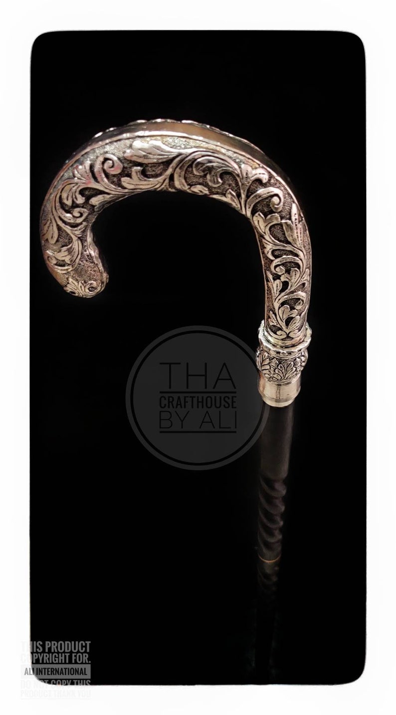 Sterling Silver Walking Stick Cane Silver Platted Victorian Walking ...