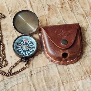 Compass With Leather Pouch, Working Compass, Engraved Compass ...