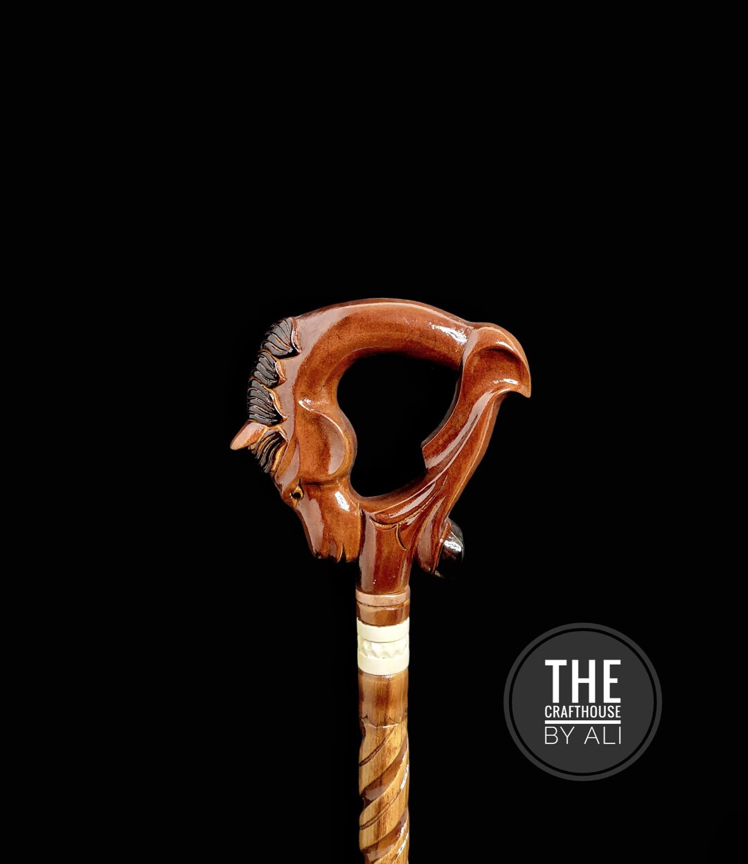 Personalized Handmade Horse Head Walking Cane – Carved Wooden Walking ...