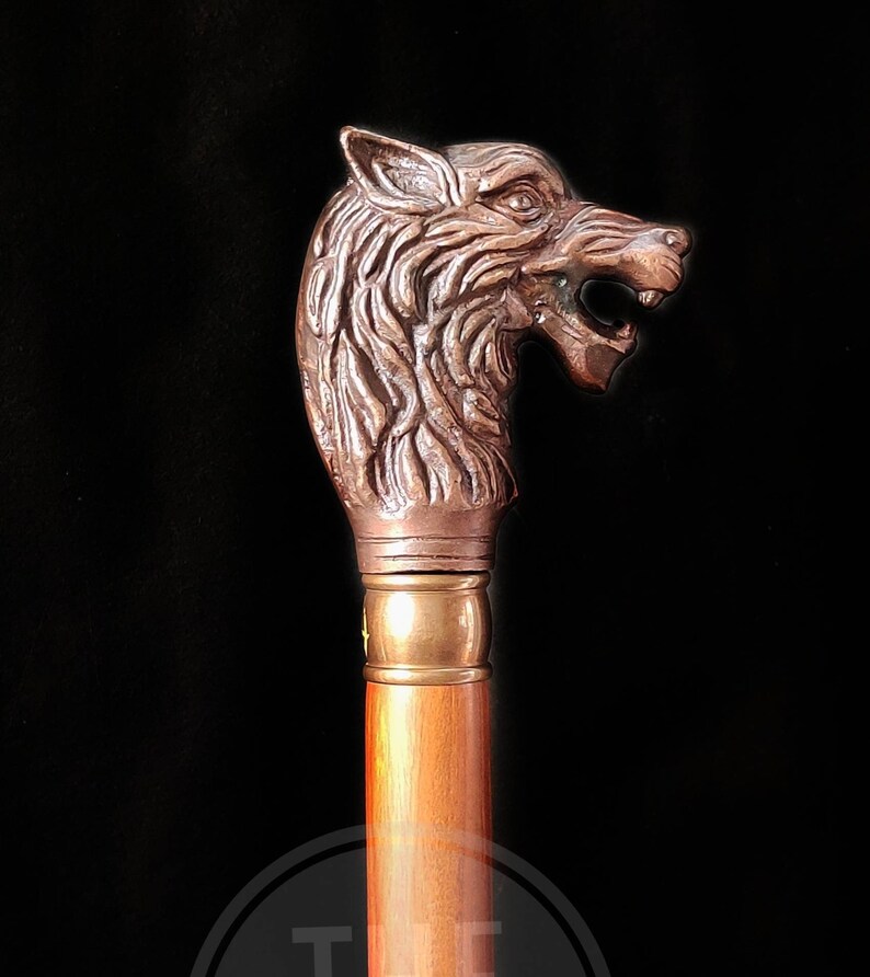 Viking Wolf Head Walking Stick Wolves Name Geri and Freki Called God ...