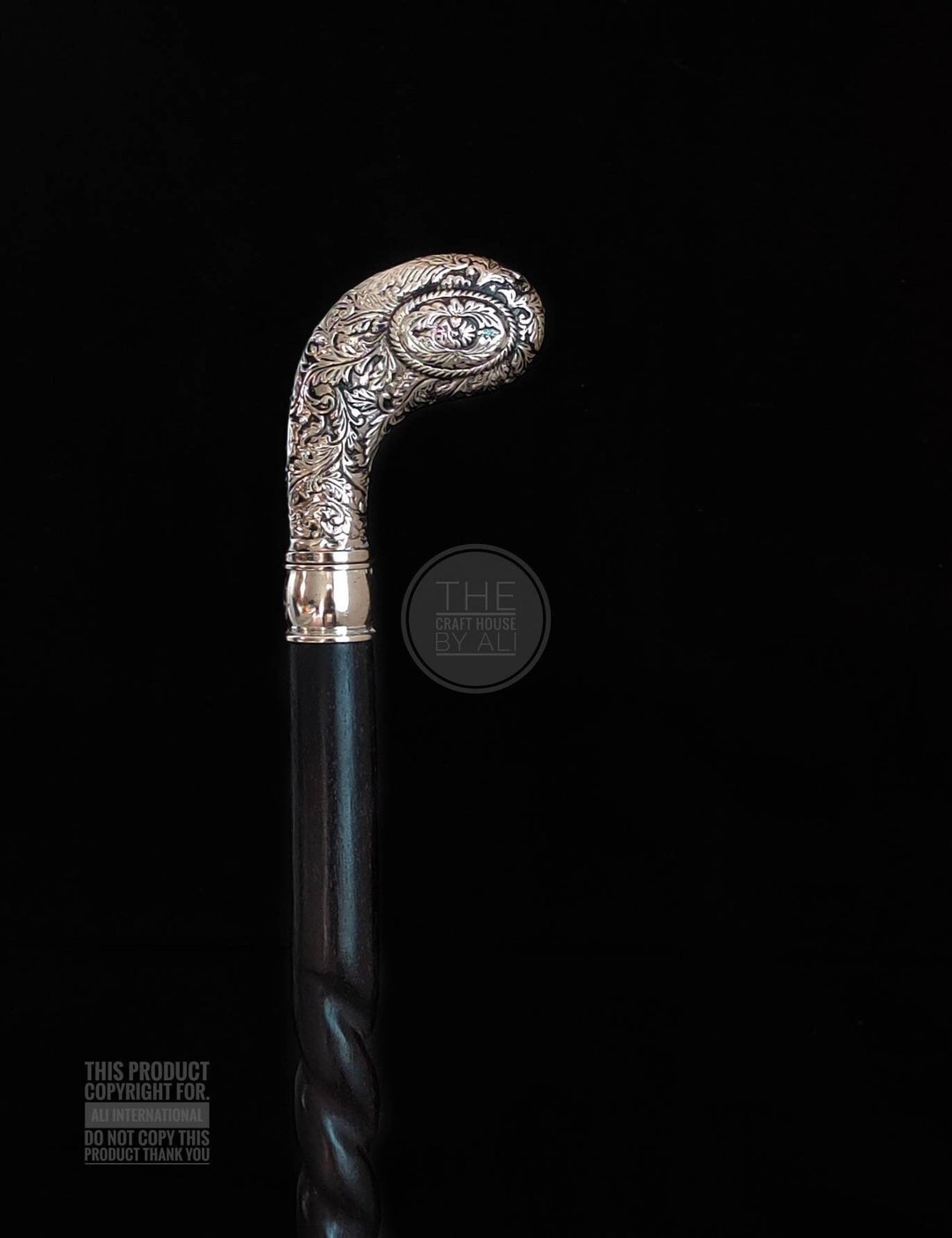 Personalized Victorian Walking Cane Brass Walking Stick Sterling Silver ...