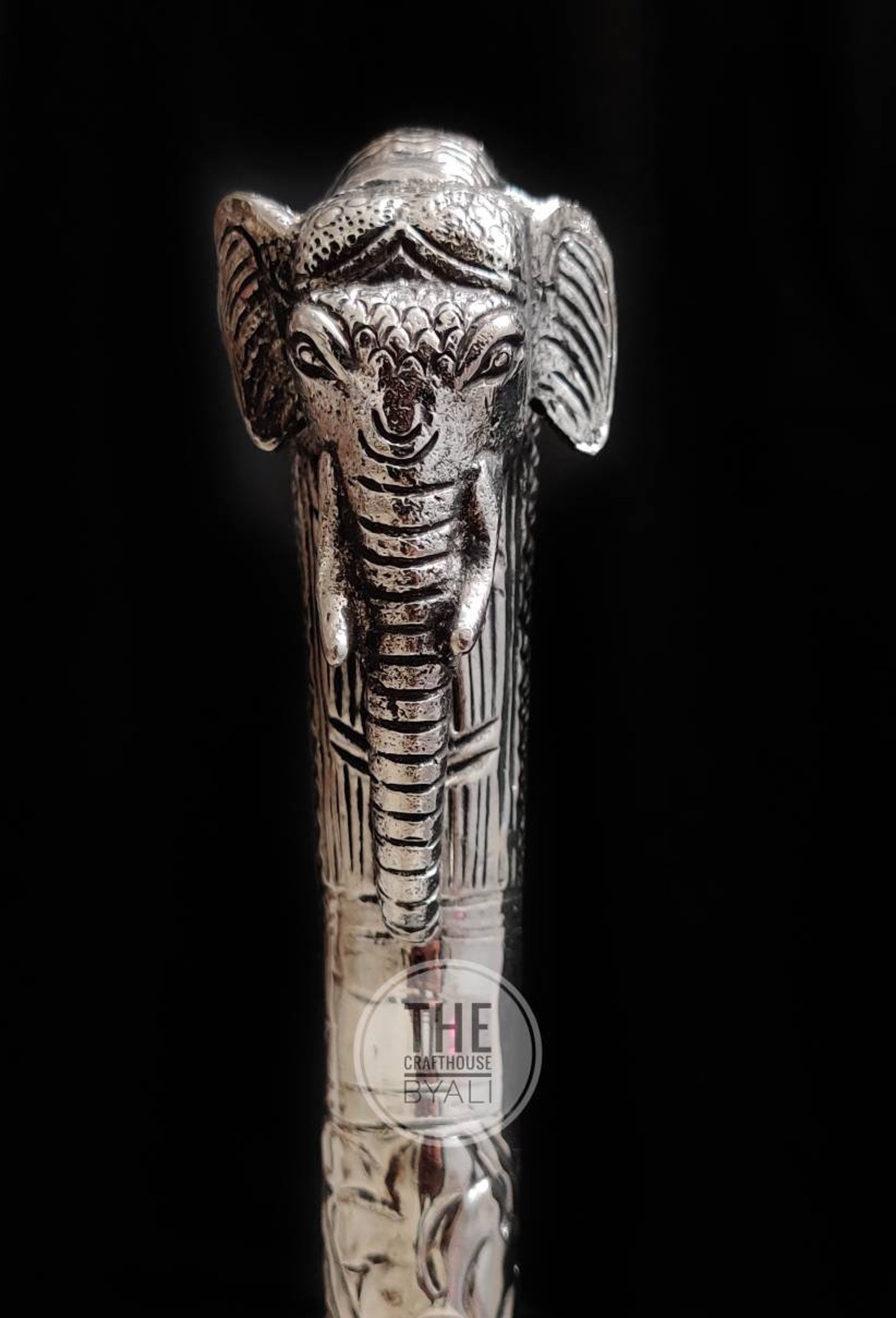 Walking Stick Elephant Handle Full Silver Elephant Head Handle Brass ...