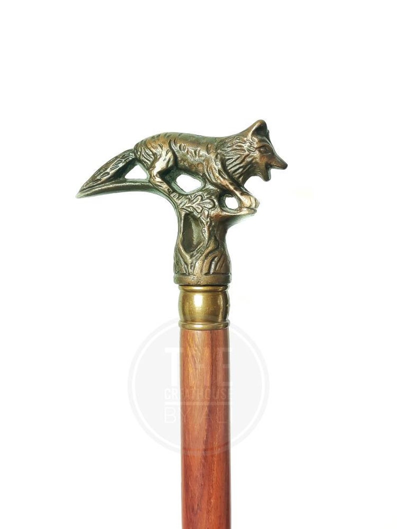 Personalized Viking Wolf Head Walking Stick Antique Finish Cane Stick ...