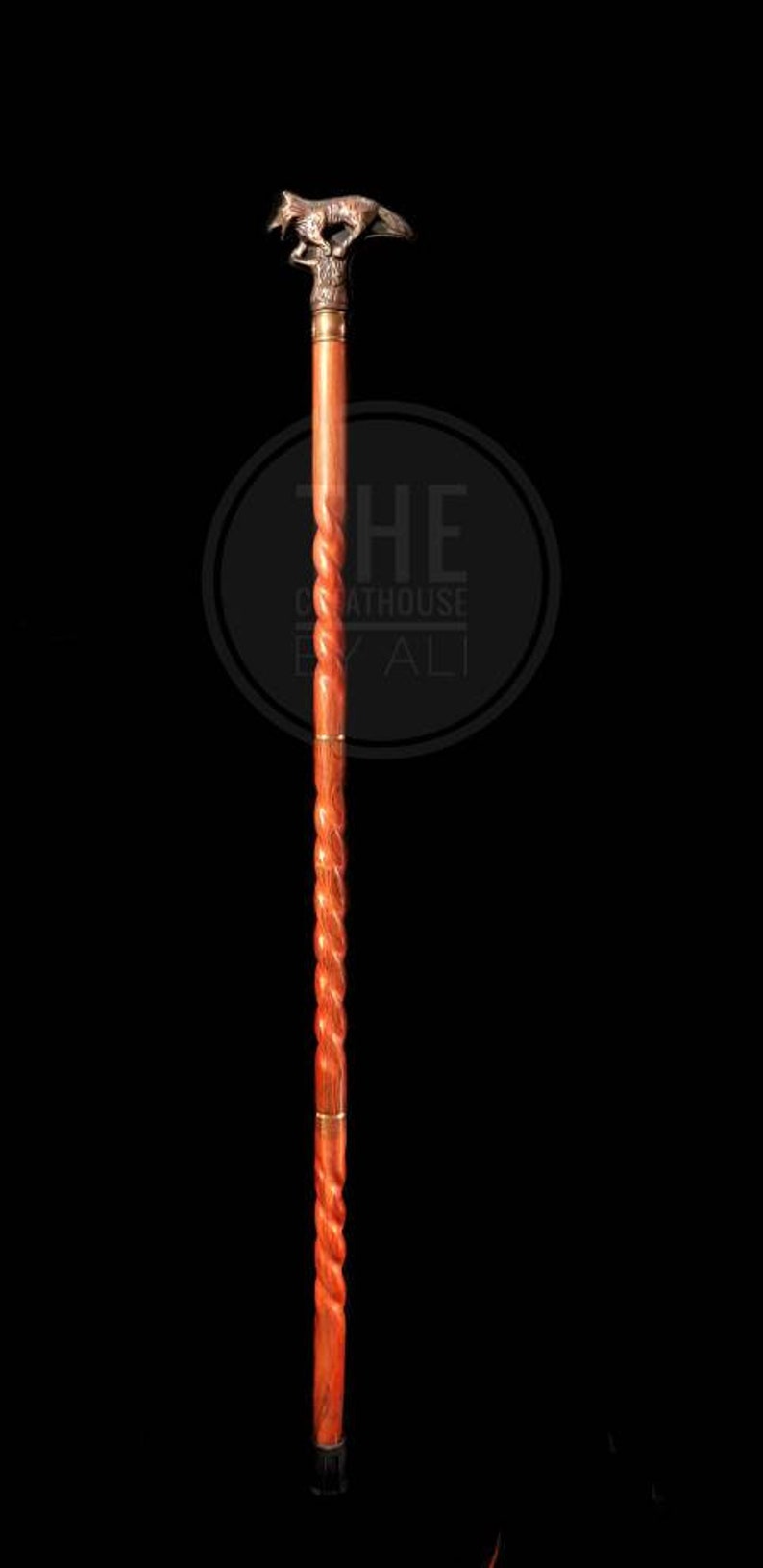 Personalized Viking Wolf Head Walking Stick Antique Finish Cane Stick ...
