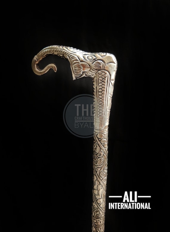 Walking Stick Elephant Handle Full Silver Elephant Head Handle | Etsy