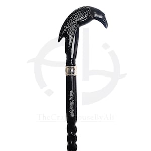 Rare Victorian RAVEN Handcrafted Walking Stick Cane-al Steampunk Handle ...
