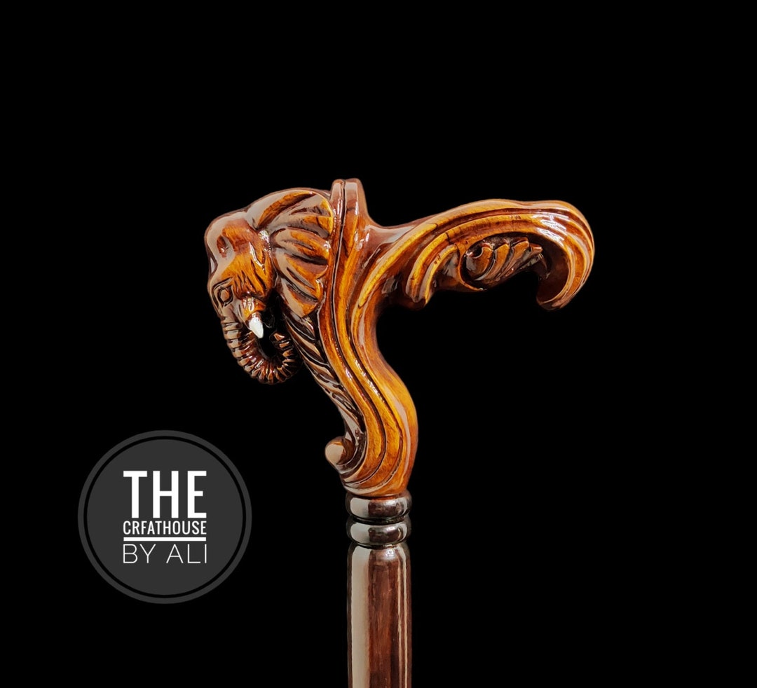 Walking Stick Cane Elephant Cane Walking Cane Wood Carving Unique ...