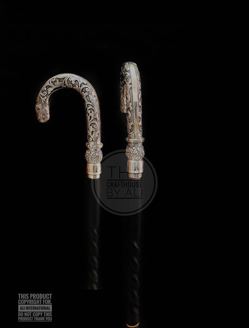 Sterling Silver Walking Stick Cane Silver Platted Victorian Walking ...