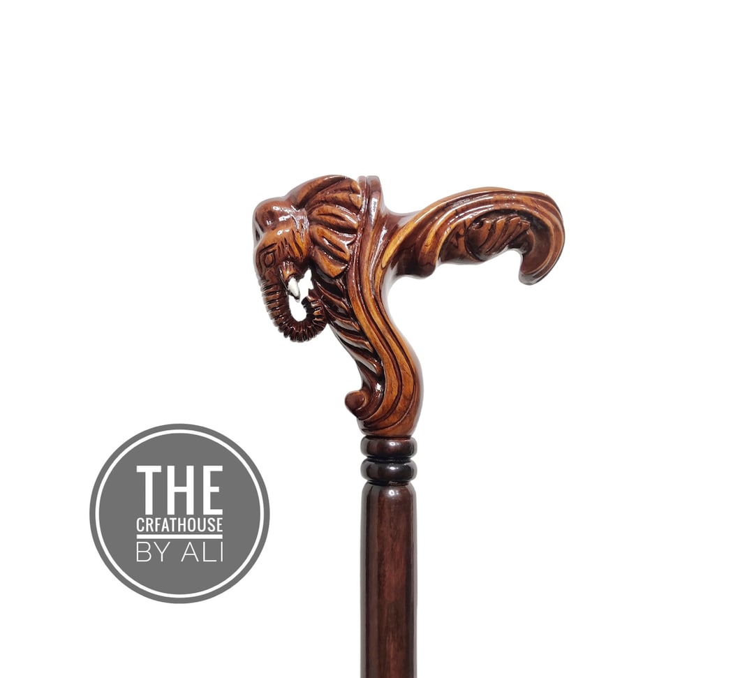 Walking Stick Cane Elephant Head Handle Made for Wood Carving. Unique ...