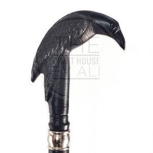 Rare Victorian RAVEN Handcrafted Walking Stick Cane-al Steampunk Handle ...