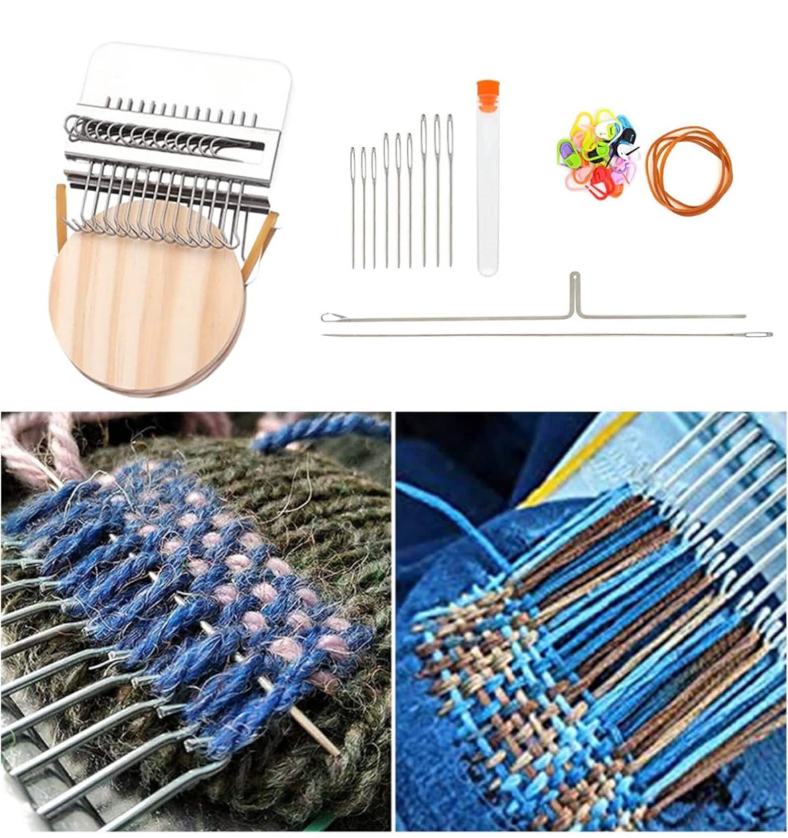 14 Hooks Small Wooden Weave Loom Tool for Beginners Darning Loom ...