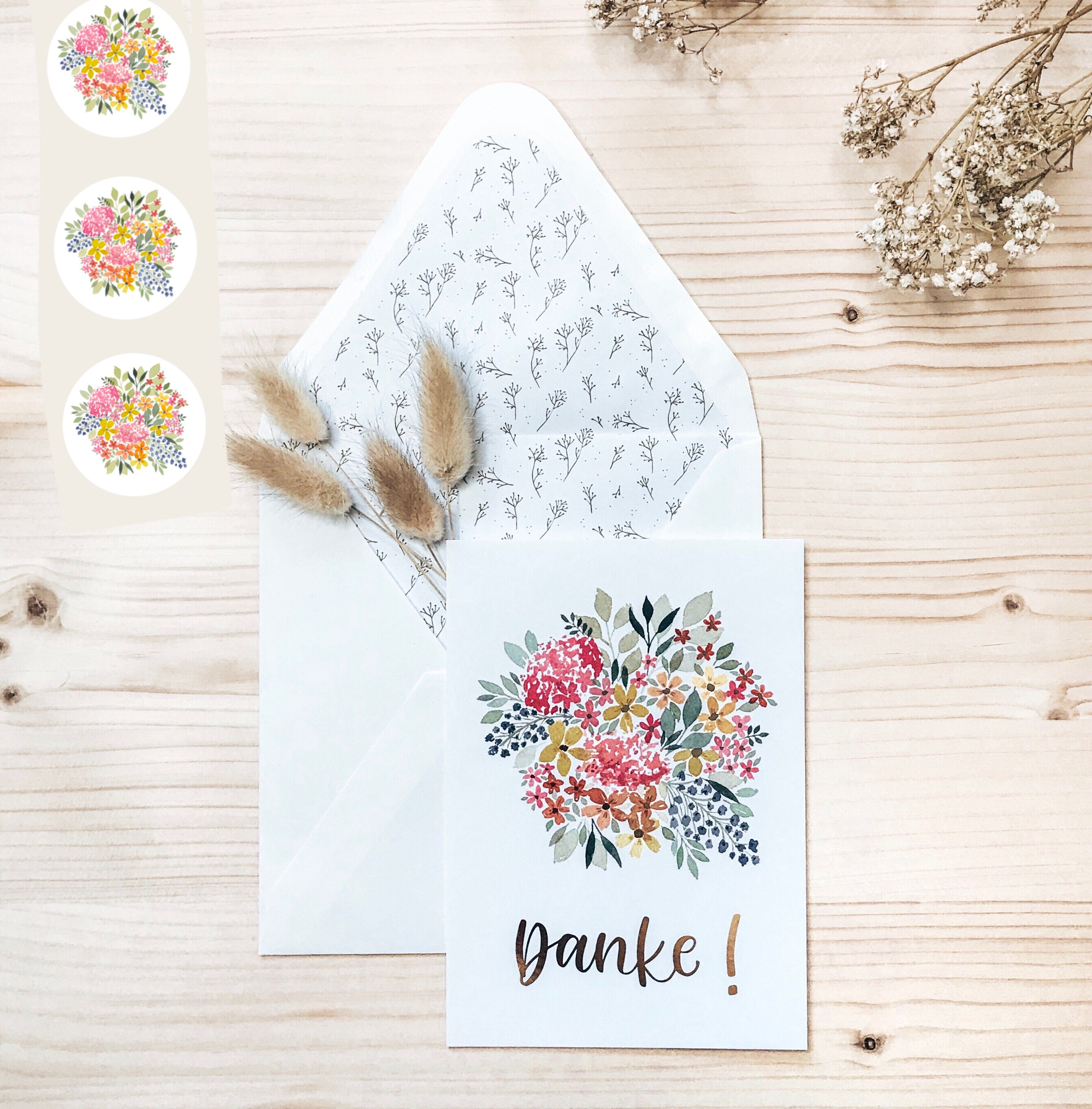 Postkarte A6 Danke Heißfolienveredelung gold | Etsy