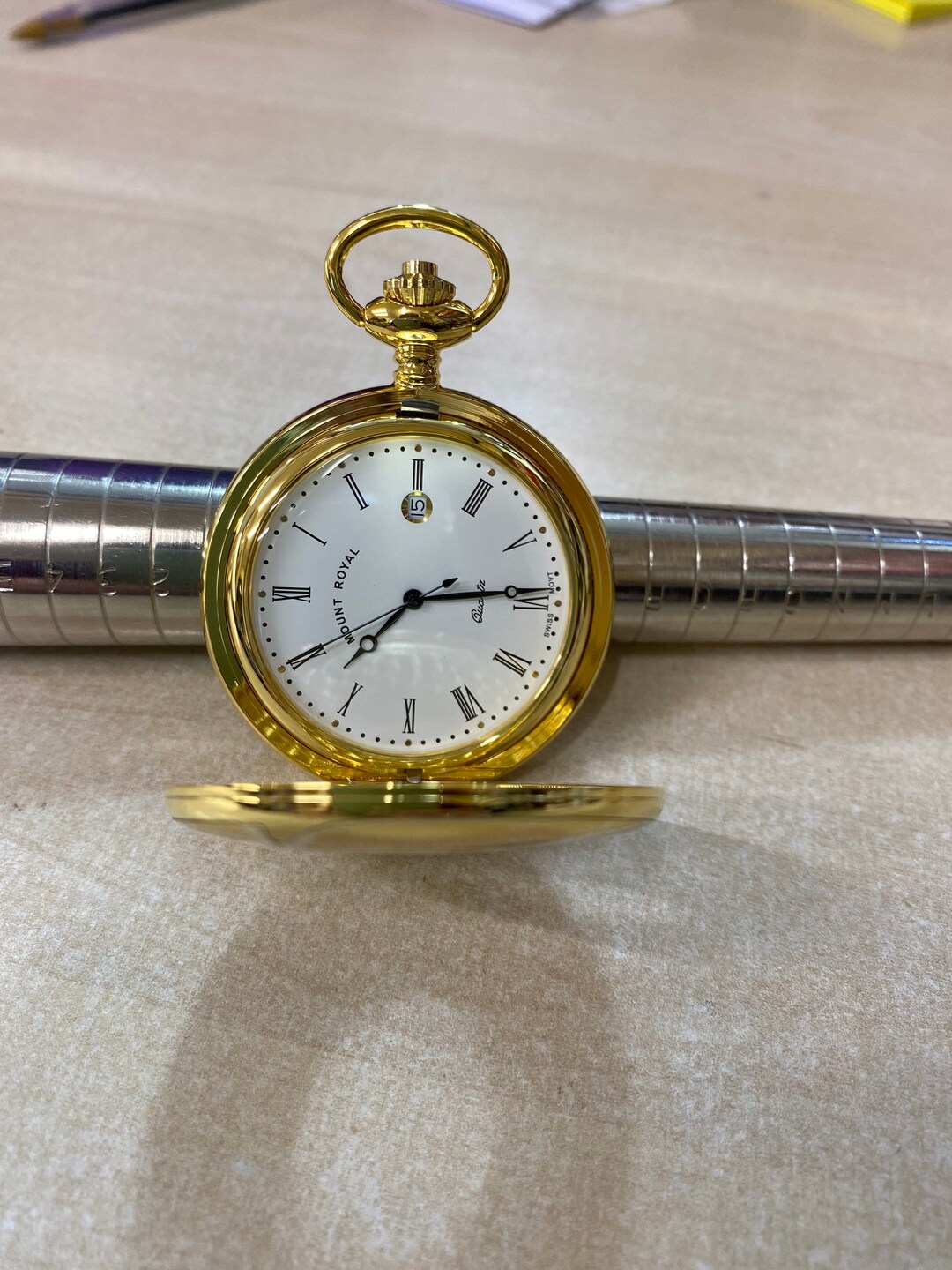 Gold Plated Half Hunter Pocket Watch on Fob Chain. - Etsy