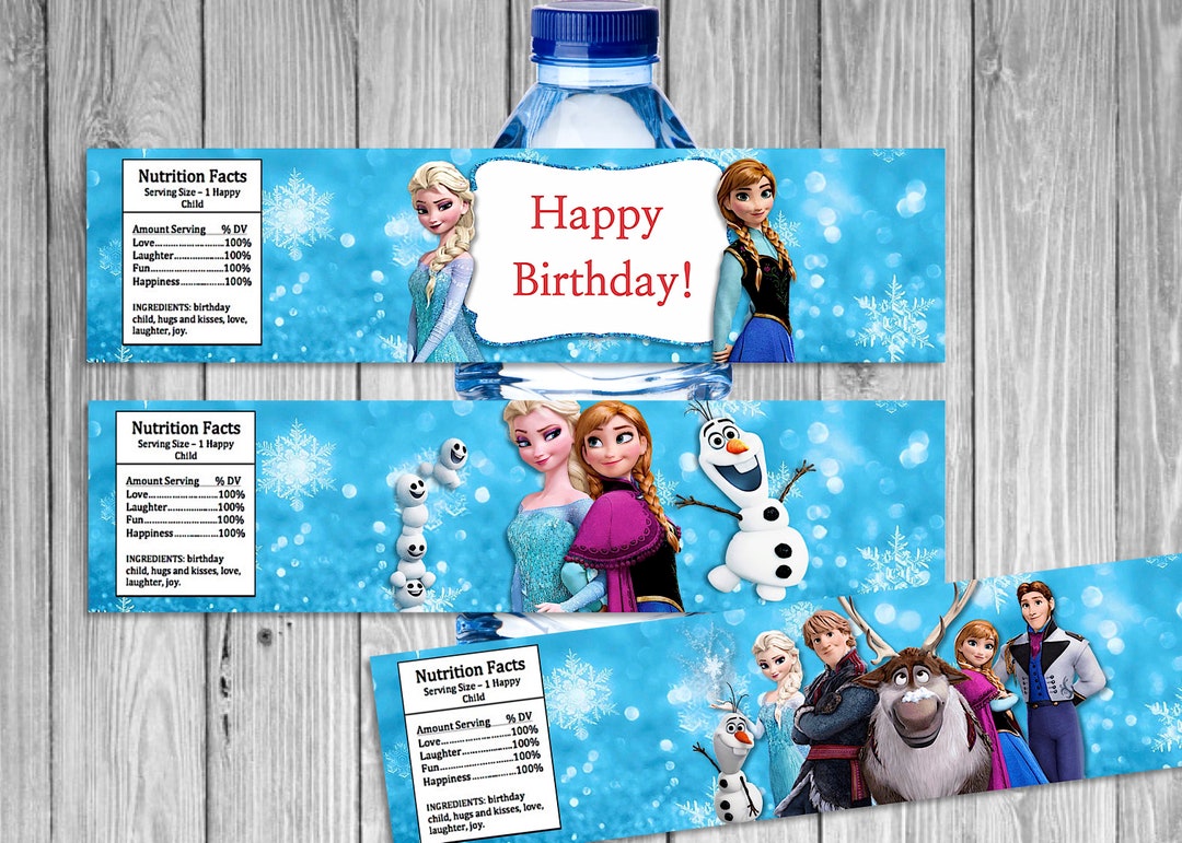 Frozen Water Bottle Label Water Bottle Label Birthday Label - Etsy