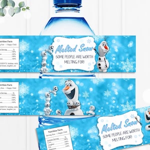 Olaf Water Bottle Label, Frozen Water Bottle Label, Frozen Olaf Bottle ...