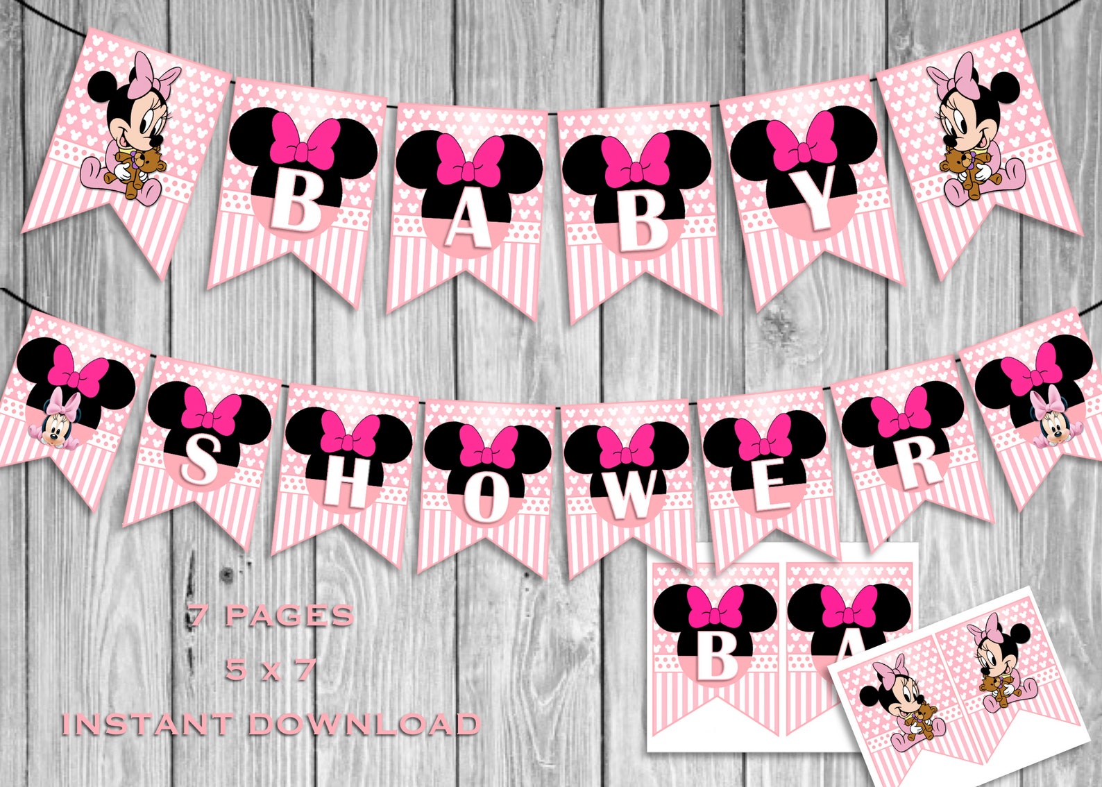 Minnie Mouse Banner, Minnie Mouse Babyshower Banner, Minnie Mouse Party ...