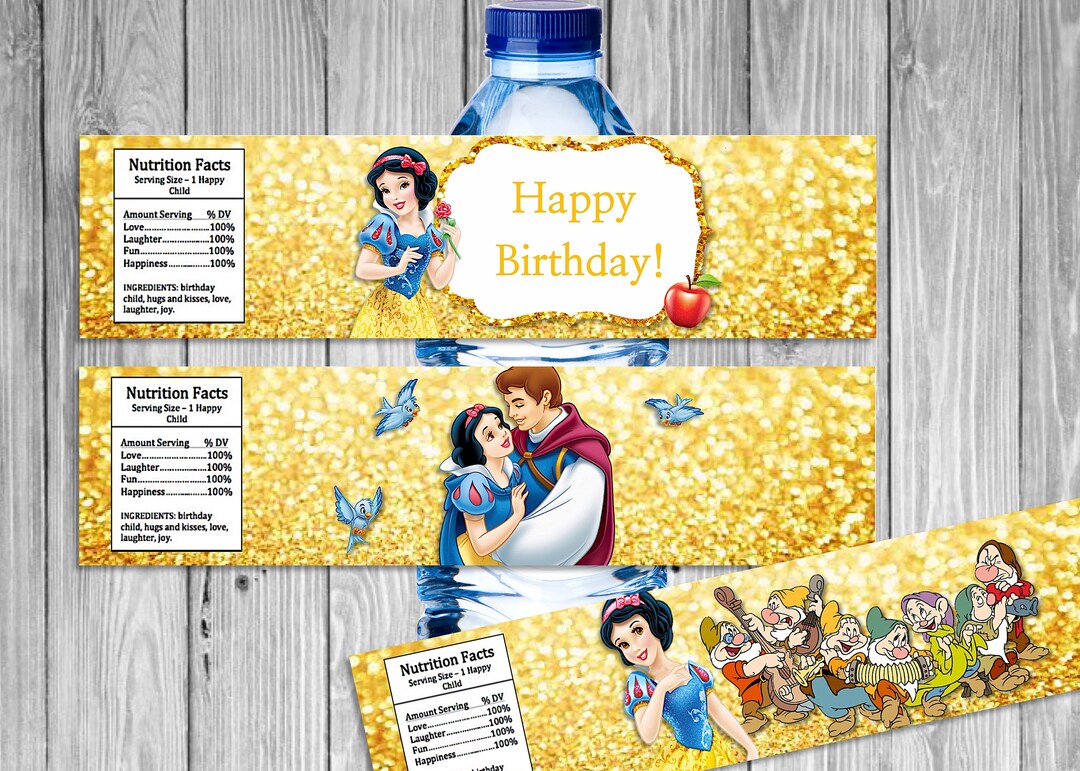 Snow White Water Bottle Label Princess Water Bottle Label - Etsy