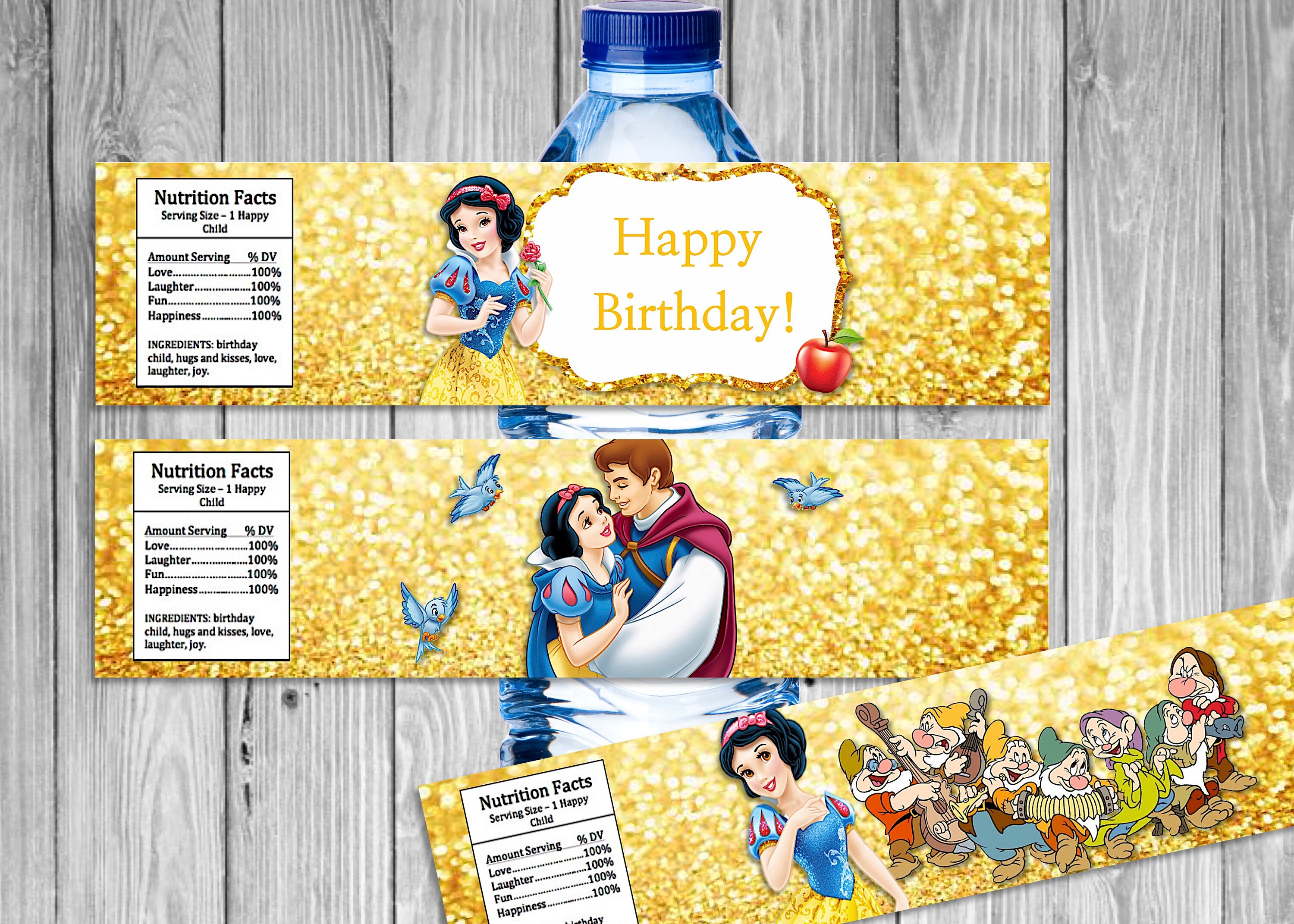 Snow White Water Bottle Label Princess Water Bottle Label | Etsy UK