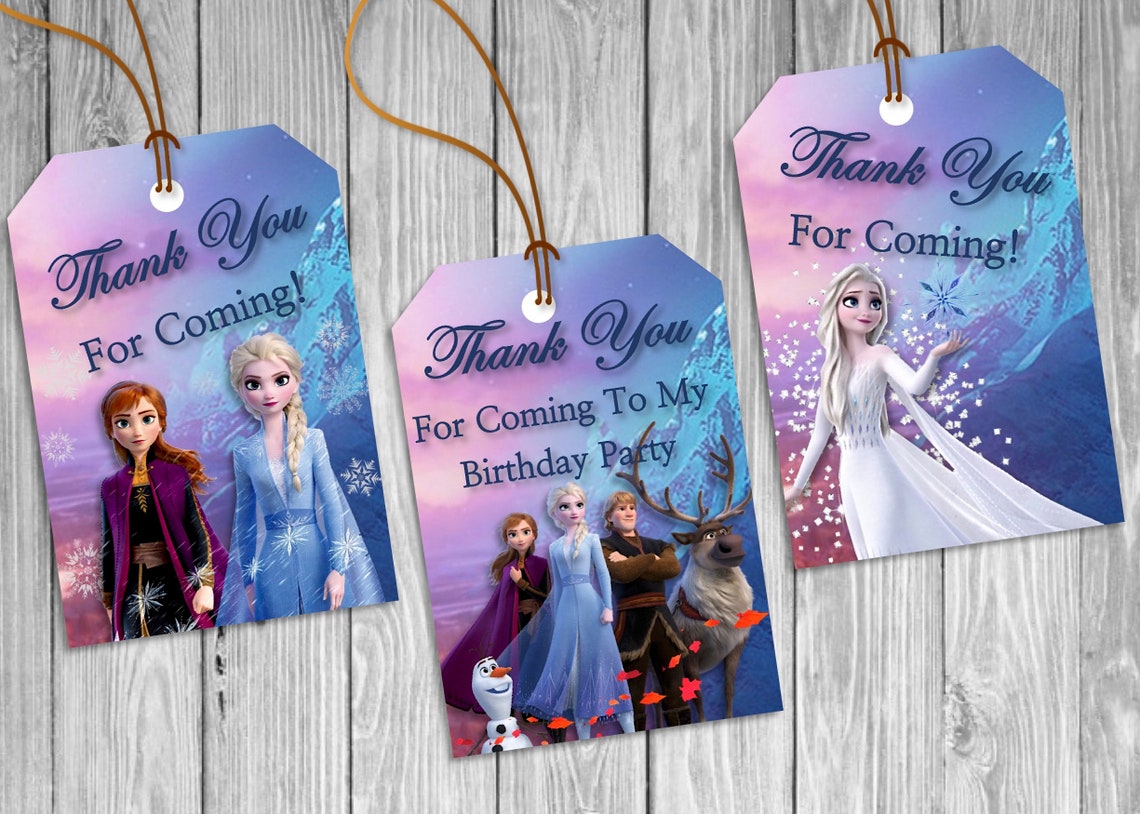 Frozen 2 Thank You Tags, Birthday Thank You Tags, Frozen 2 Tags, Frozen ...