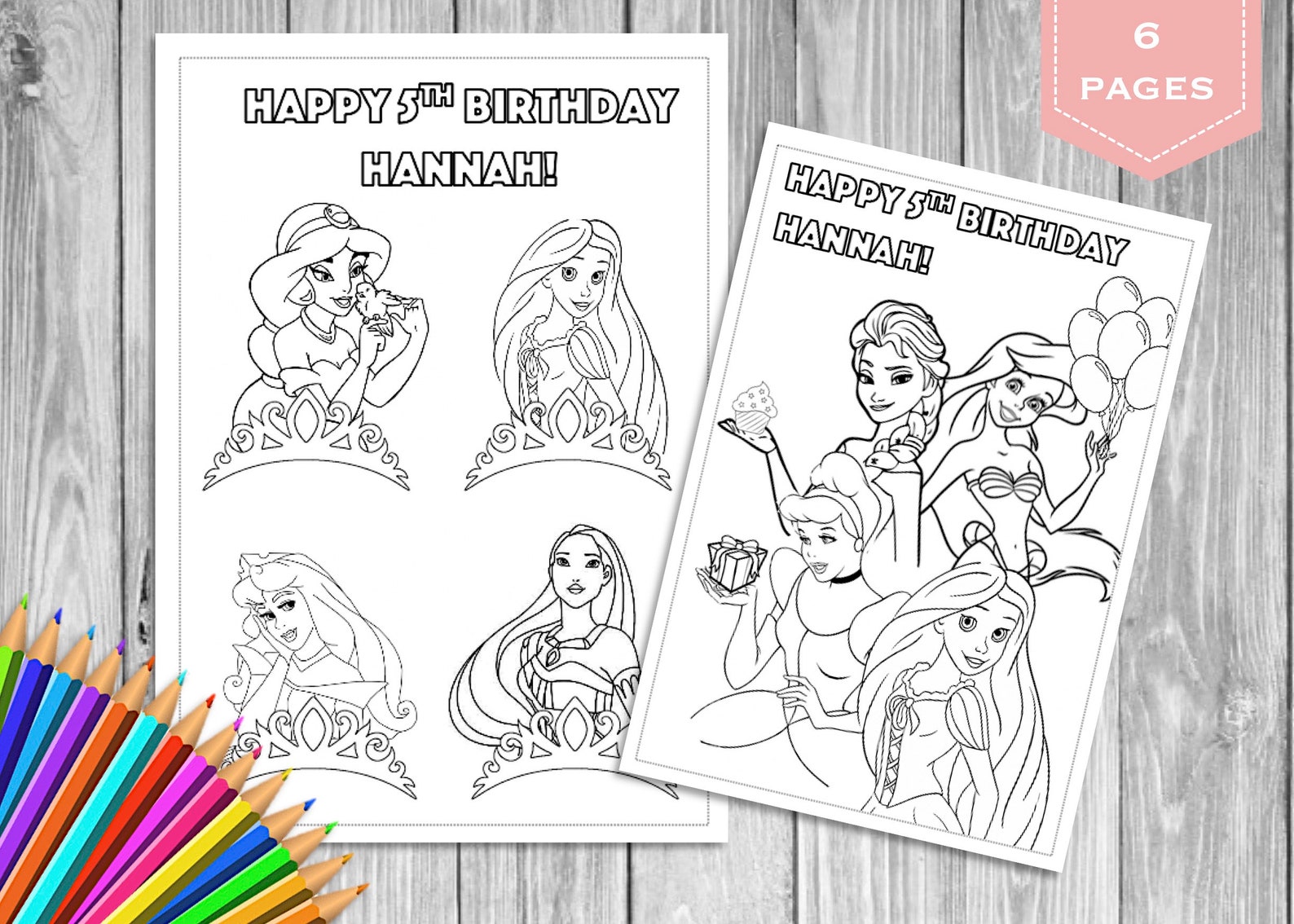 Princess Coloring Pages Princess Party Favors Princess | Etsy