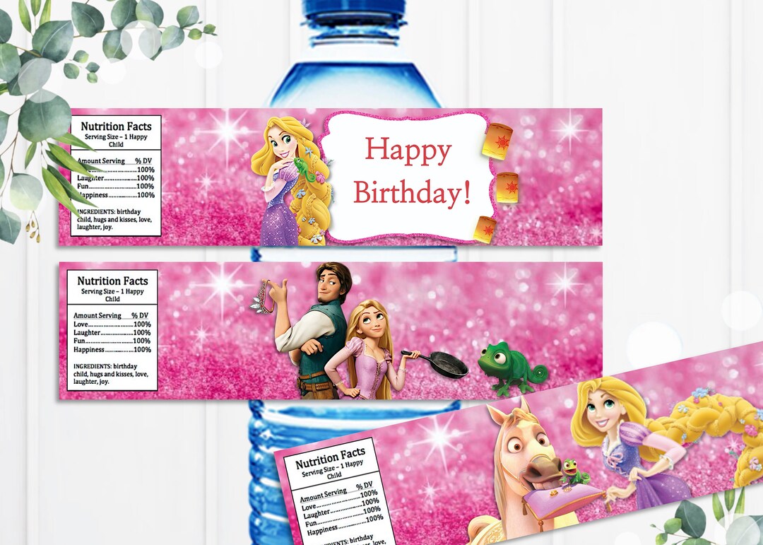 Rapunzel Water Bottle Label, Rapunzel Bottle Label, Water Bottle Label ...