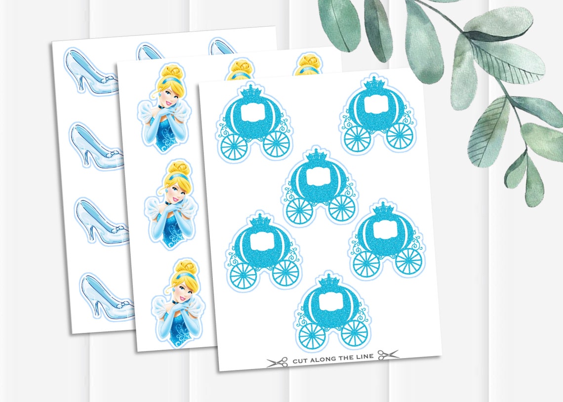 Set of 3 Cinderella Cupcake Toppers 3 Printable Cinderella | Etsy