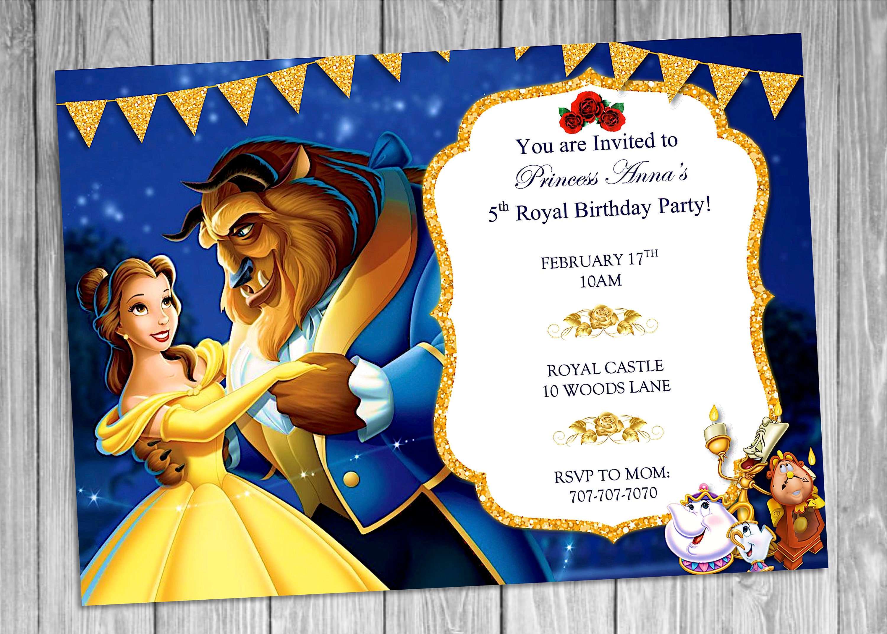Princess Belle Birthday Card Examples Princess Belle Invitation Card